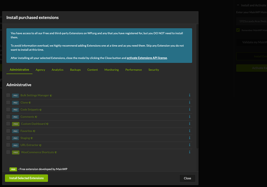 Can't install extensions (everything is greyed out) - Support - MainWP Community